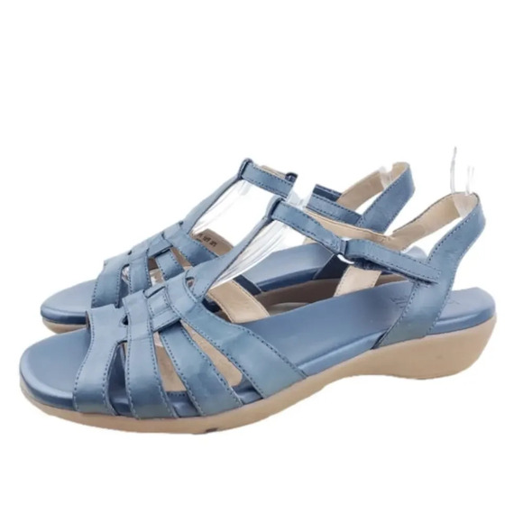 Naturalizer | Shoes | Naturalizer Nanci Flat Blue Leather Sandals Size ...